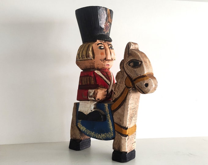 Vintage Carved Wood British Soldier, Hand Carved Wood Soldier, Red Coat ...