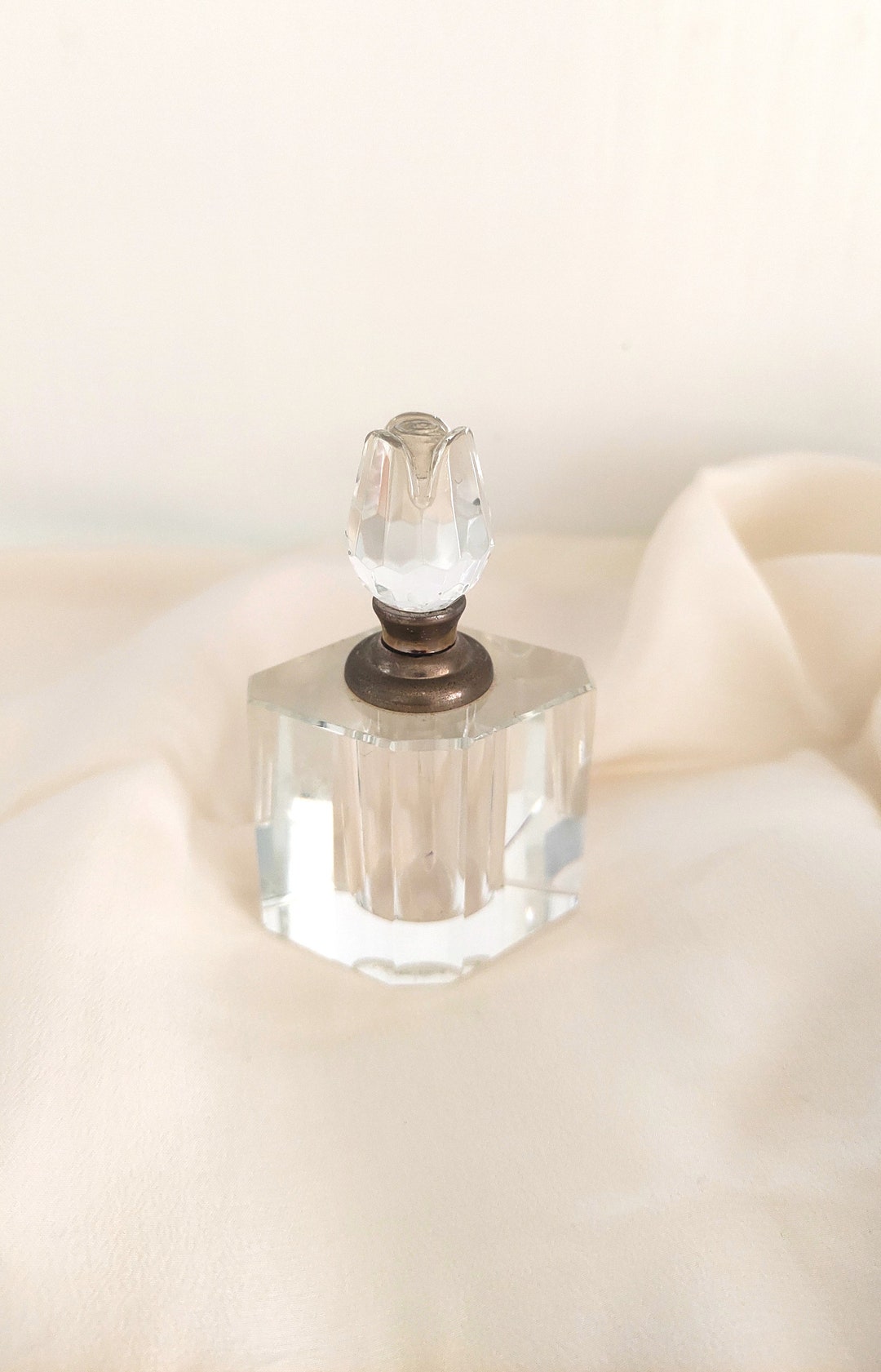 Vintage Art Deco Perfume Bottle Cut Crystal Perfume Bottle Vintage French Perfume Bottle Rose