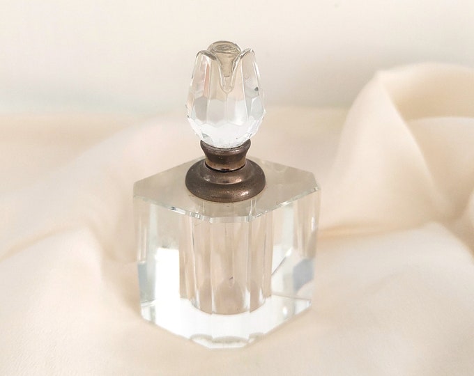 Vintage Art Deco Perfume Bottle, Cut Crystal Perfume Bottle, Vintage ...
