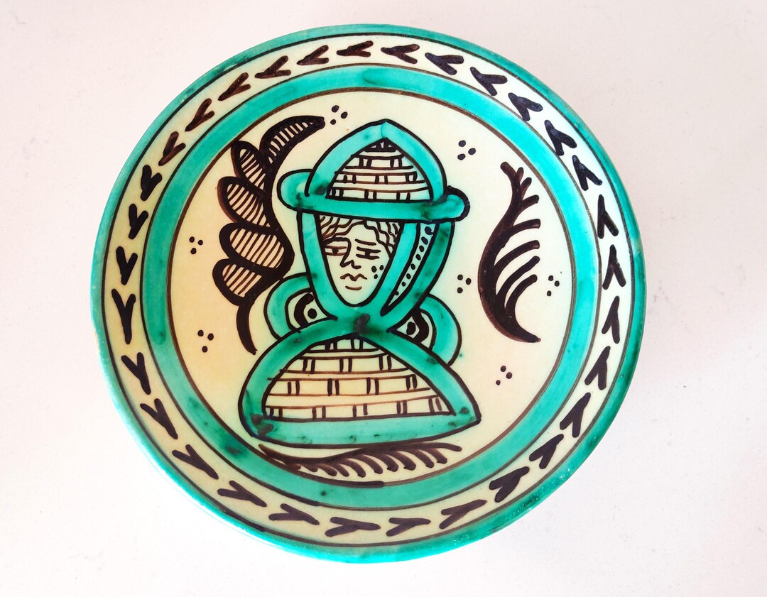Vintage Spanish Hand Painted Wall Plate, Medieval Ceramic Plate ...
