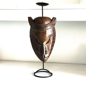 Tribal African Candleholder, African Mask Candlestick Holder, Hand ...