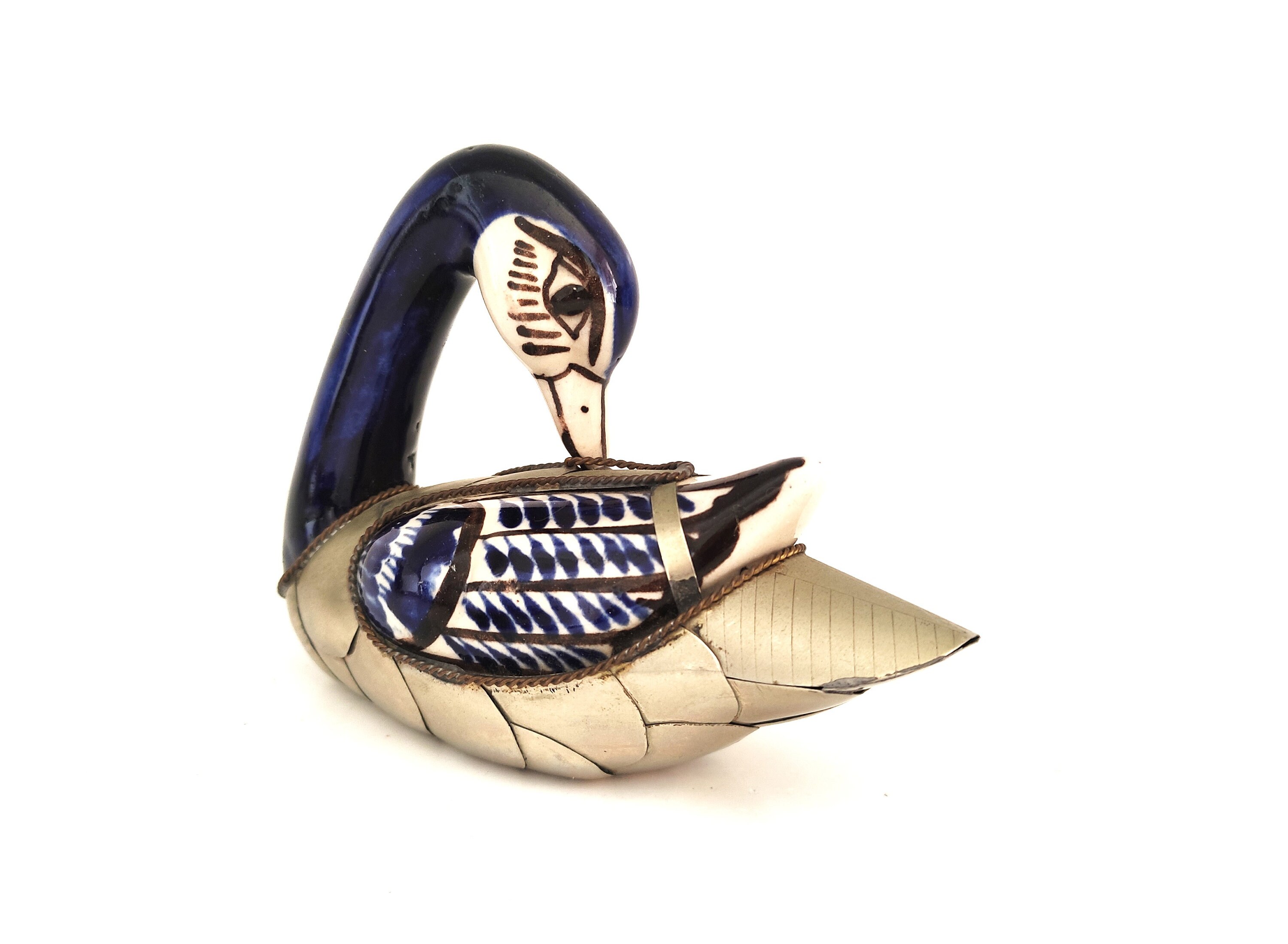 Vintage Ceramic Swan Figurine, Mexican Ceramic, Painted by Hand ...