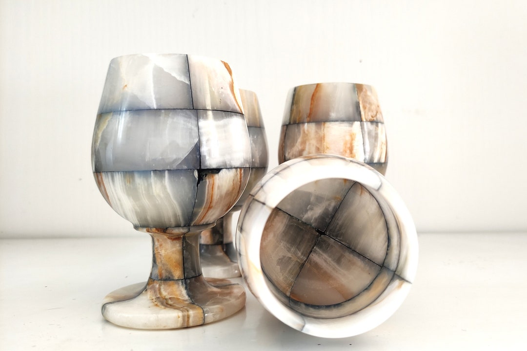 Marble Wine Goblets, Hand Crafted Marble Goblets, Unusual Wine Goblets ...