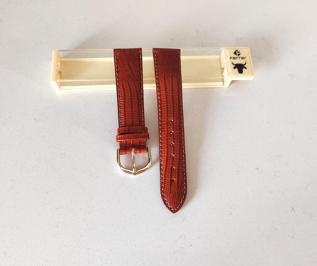 Cognac Brown Lizard Pattern Leather Watch Strap - 20mm - Etsy UK