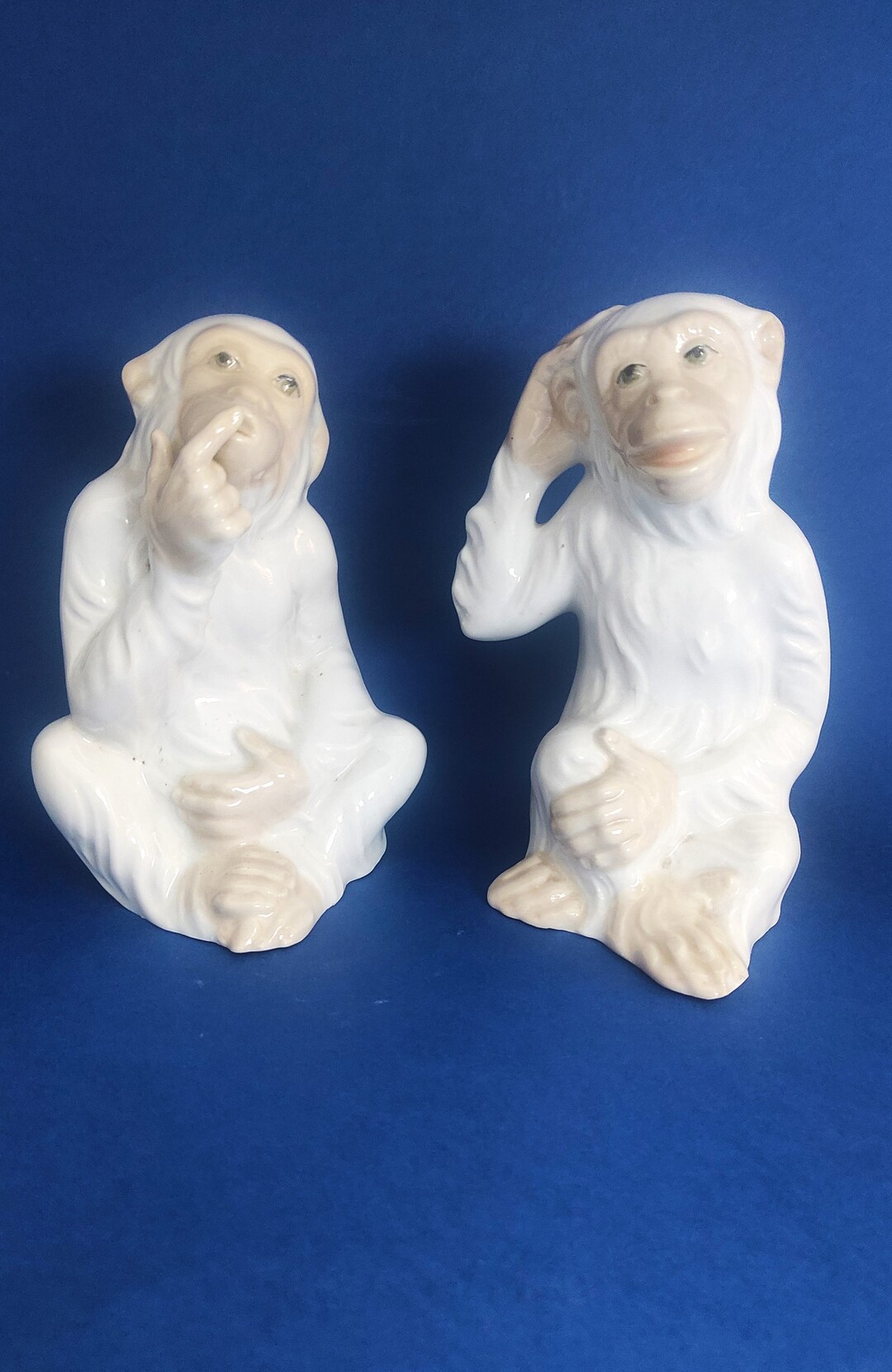 Vintage Porcelain Monkeys Love Couple Hand Made by Tengra - Etsy