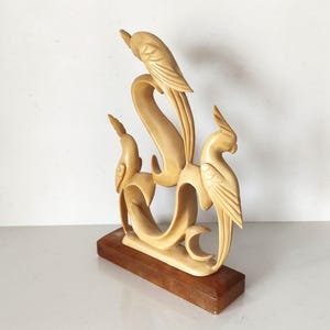 Vintage False Ivory Parrots Sculpture, Art Nouveaux Style Sculpture ...