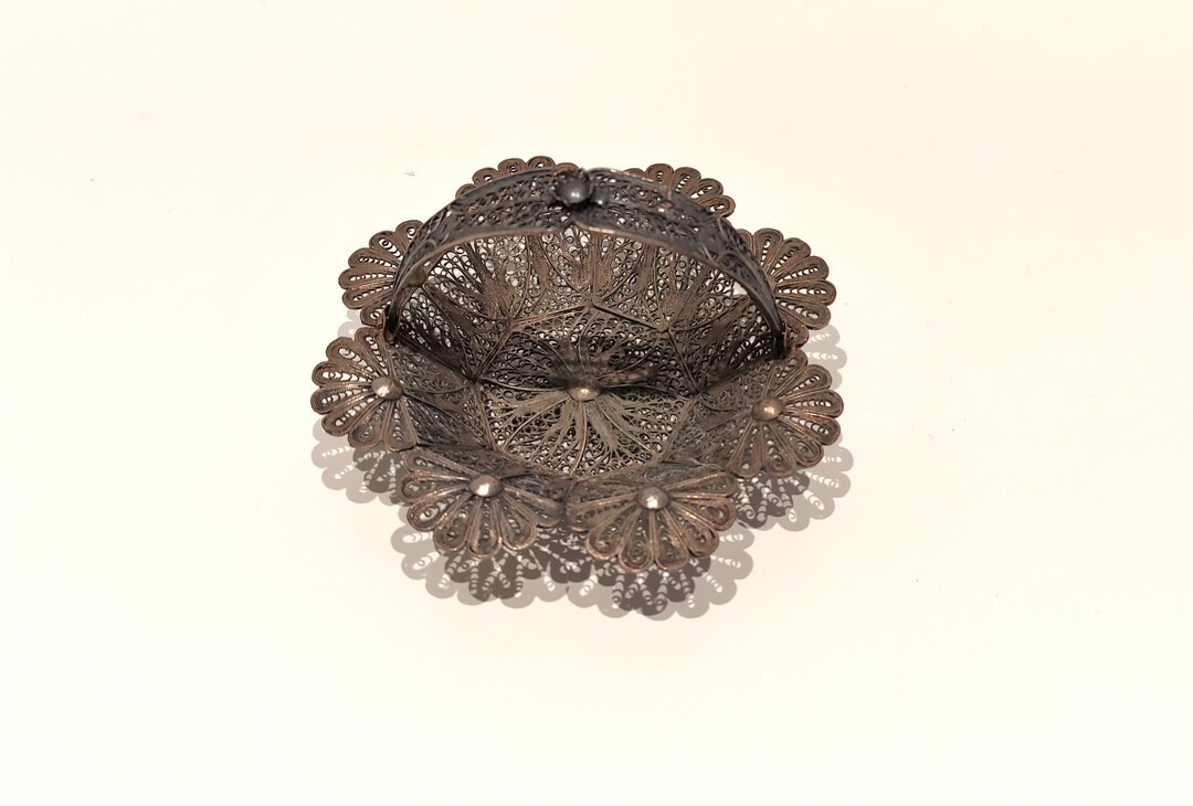 Antique Italian Silver Filigree Basket With Swing Handle - Etsy