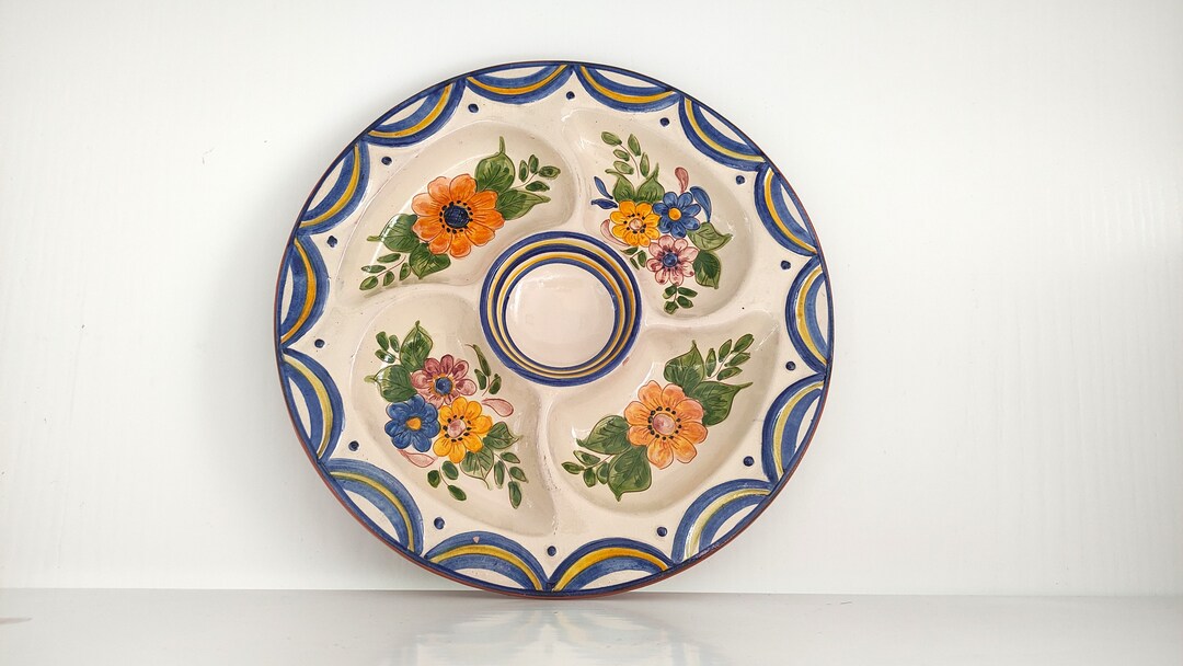 Vintage Portuguese Serving Plate, Olaria Art Ceramic Snack Serving ...