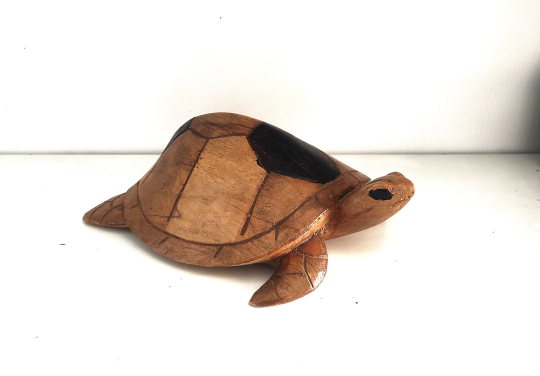 African Carved Wood Turtle Statue, Hand Carved Tortoise, Authentic ...