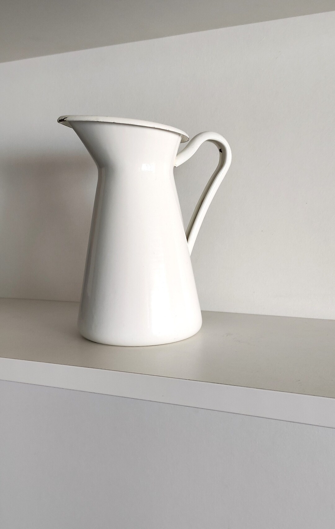 Vintage Enamel Pitcher, Large Enamel Jar, Vintage Kitchen Decore ...