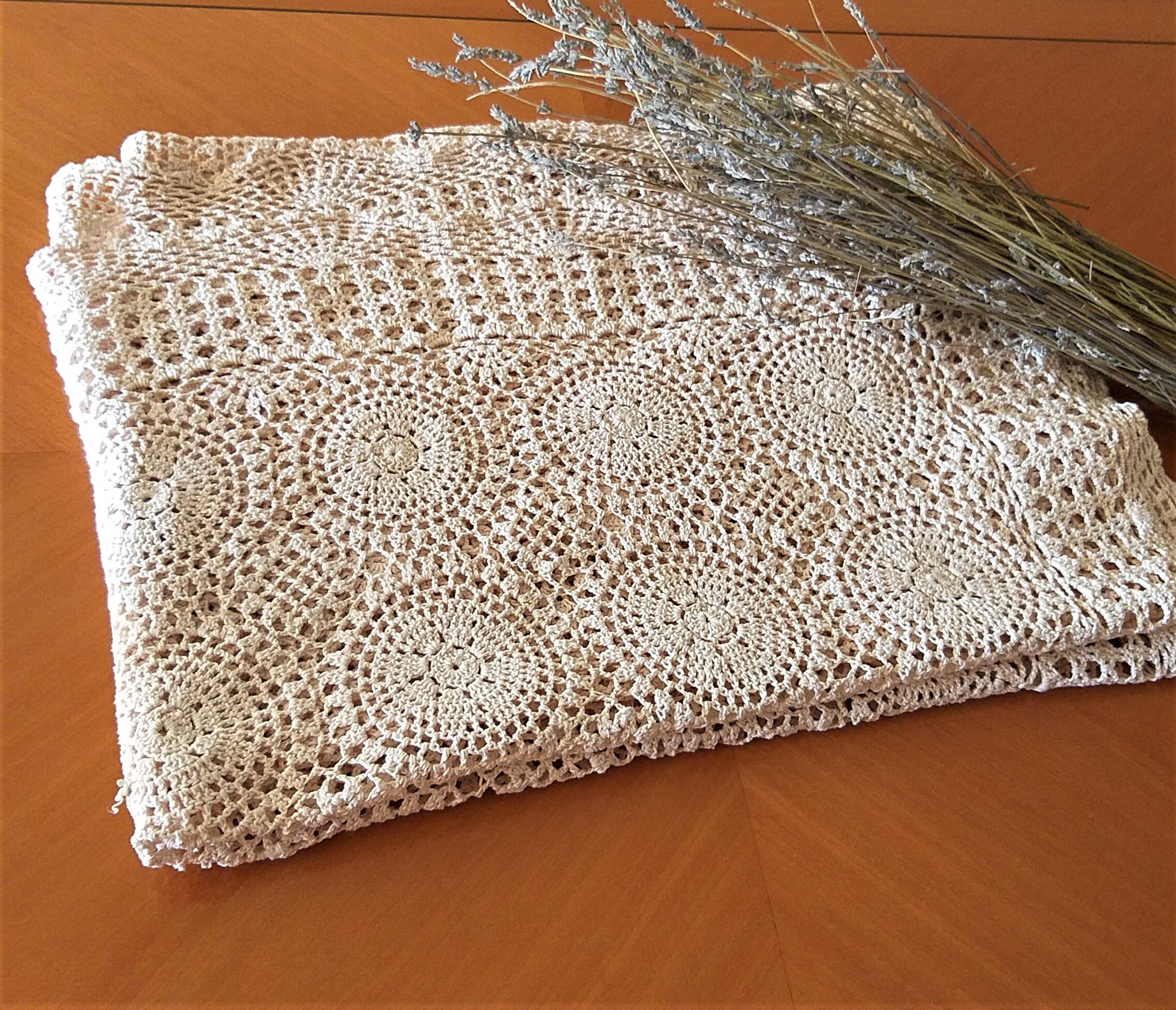 Vintage Rectangular Hand Crochet Table Cloth Vintage Table - Etsy