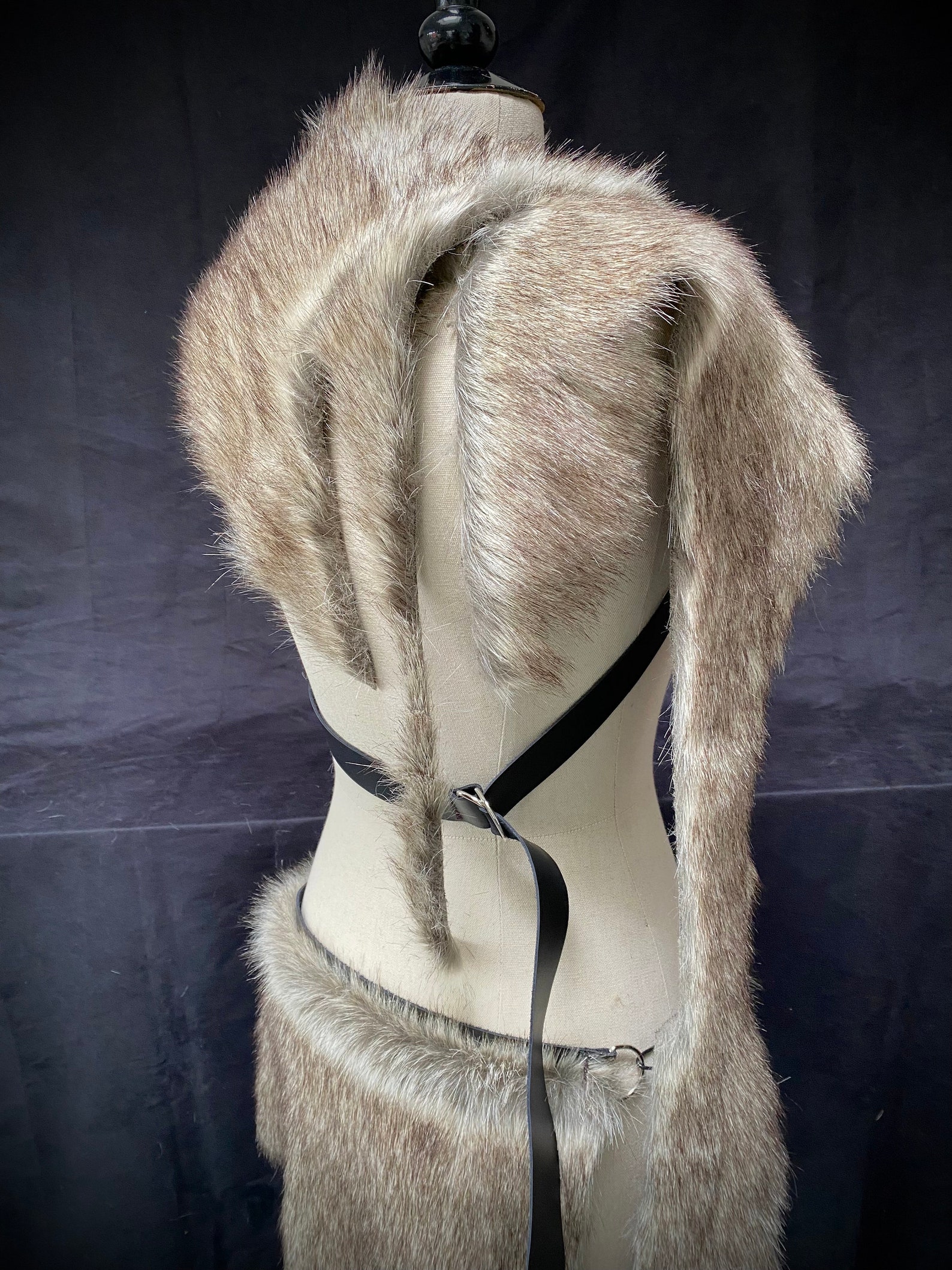 Viking Barbarian Warrior Set Patchwork Faux Fur Imitation Wolf Short ...