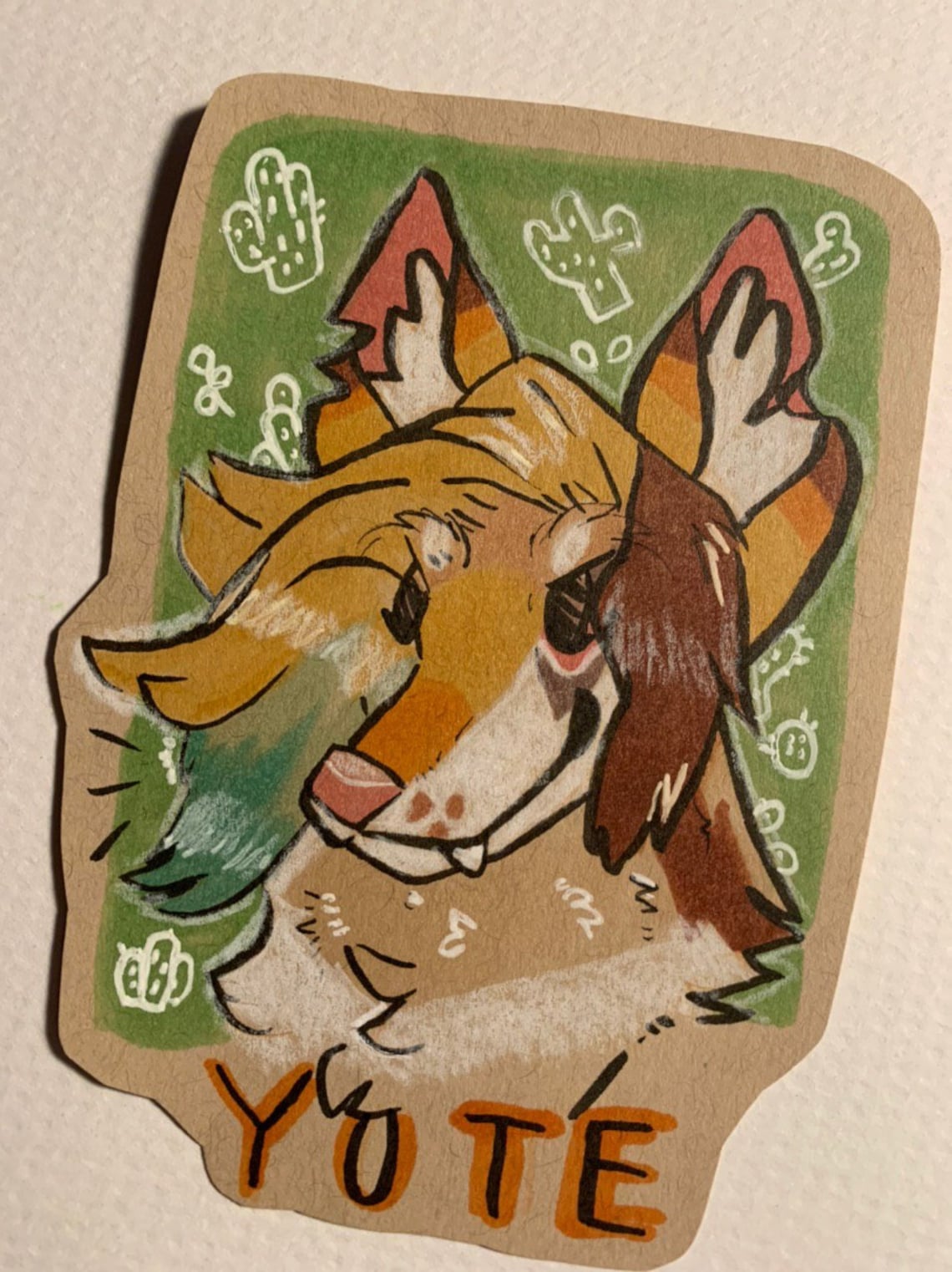 Custom Furry Fursuit Badge Fursona Copic Toned Tan Badge | Etsy