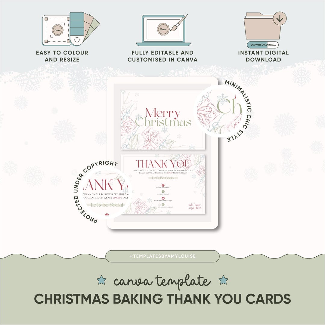 Christmas Baking Thank You Card Design 'minimalistic Chic Style' - Etsy