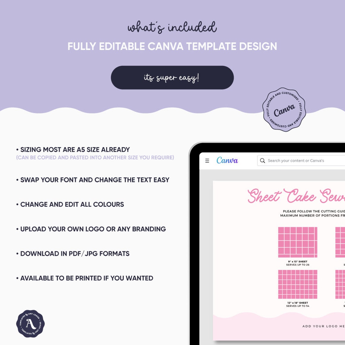 Canva Cake X4 Servings Guides 'cute Playful Style' - Etsy