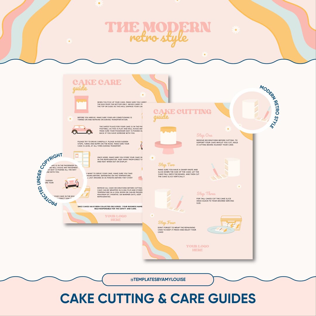 Canva Cake Cutting & Care Guide - 'modern Retro Style' - Etsy