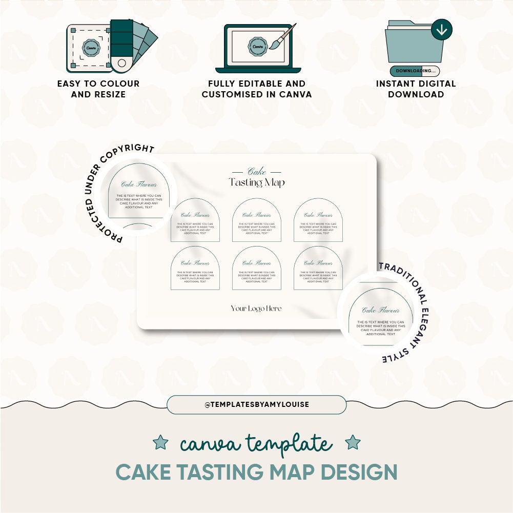 Cake Tasting Map Design 'traditional Elegant Style' - Etsy