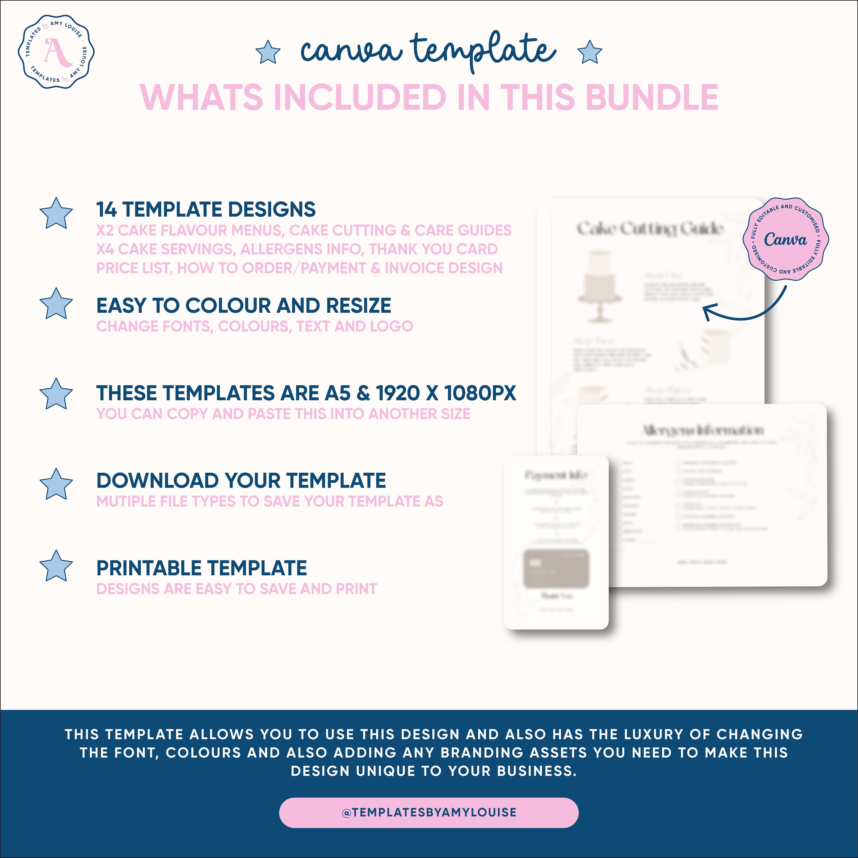 Canva Cake Stationery Bundle 'minimalistic Chic Style' - Etsy
