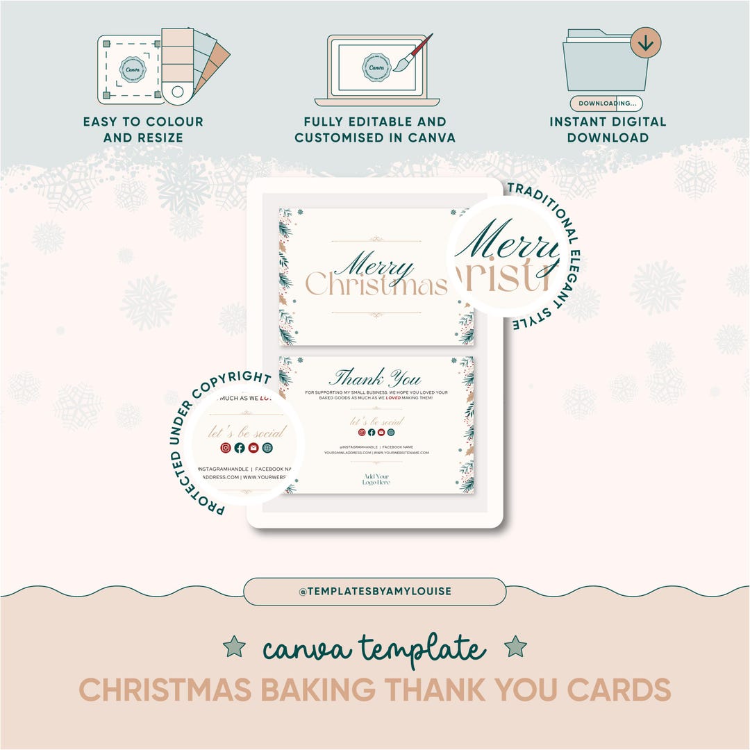 Christmas Baking Thank You Card Design 'traditional Elegant Style' - Etsy