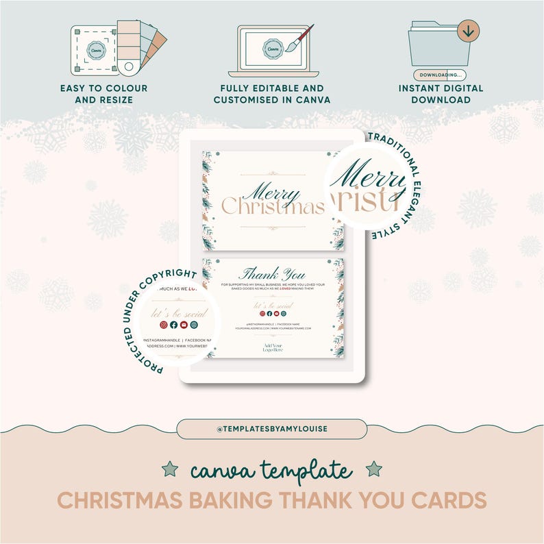 Christmas Baking Thank You Card Design 'traditional Elegant Style' - Etsy