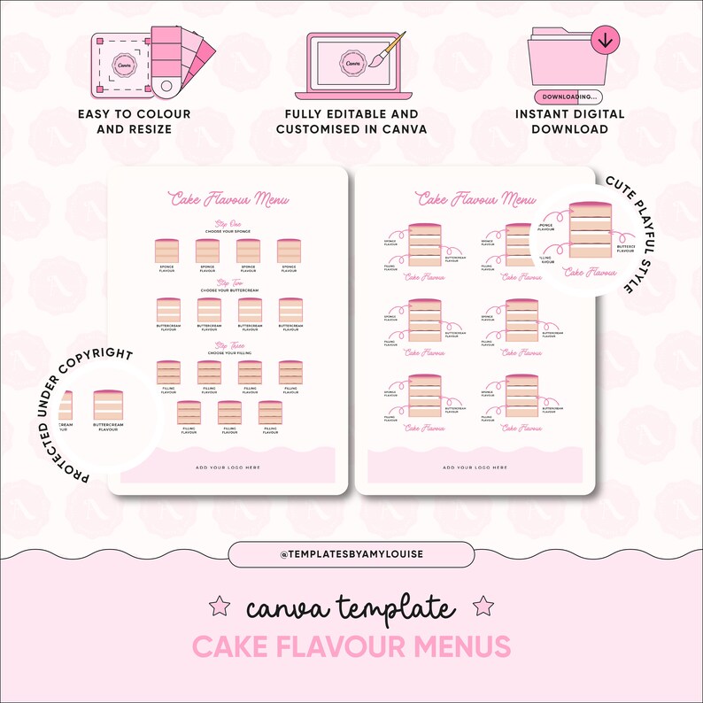 Cake Flavour Menus 'cute Playful Style' - Etsy