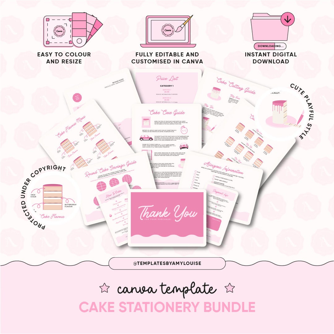 Canva Cake Stationery Bundle 'cute Playful Style' - Etsy