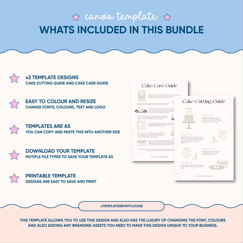 Canva Cake Care & Cutting Guide - 'minimalistic Chic Style' - Etsy