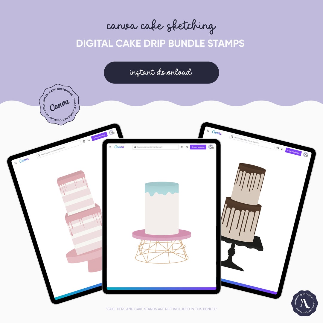 Canva Cake Sketching - Digital Cake Drip Bundle Stamps - Etsy