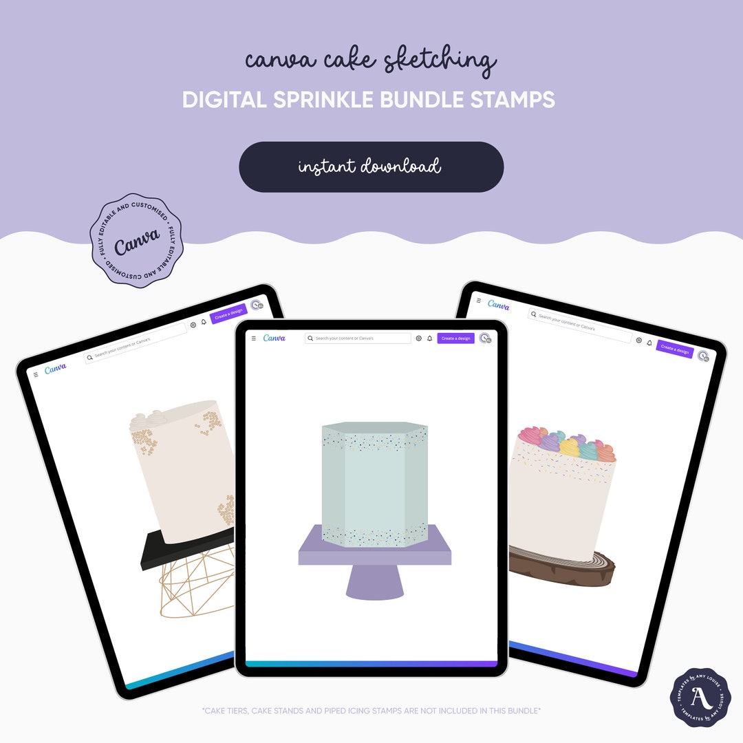 Canva Cake Sketching Digital Sprinkle Bundle Stamps - Etsy