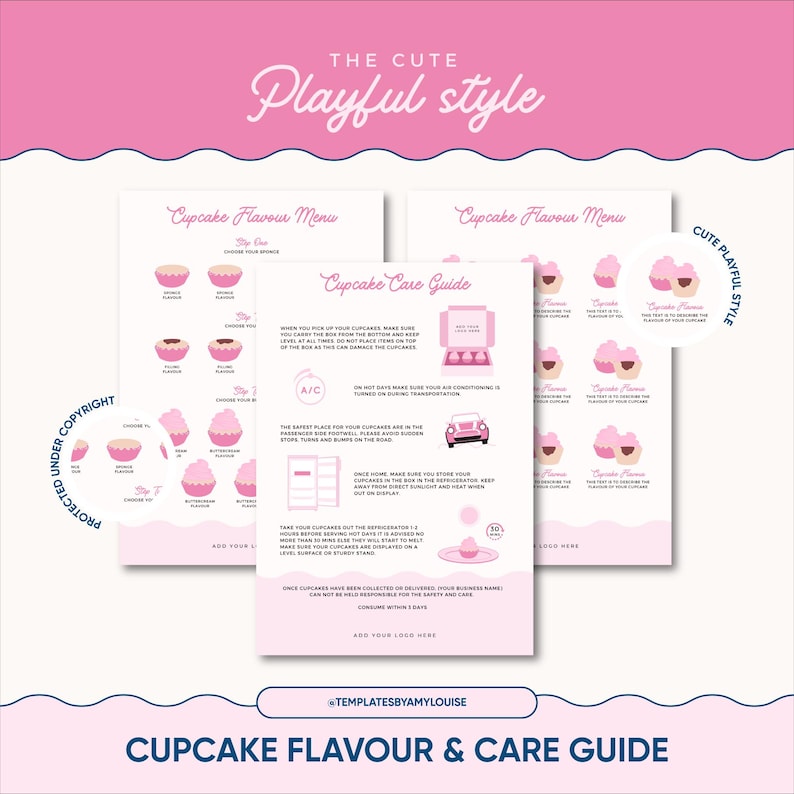 Cupcake Flavour Menus - 'cute Playful Style' - Etsy