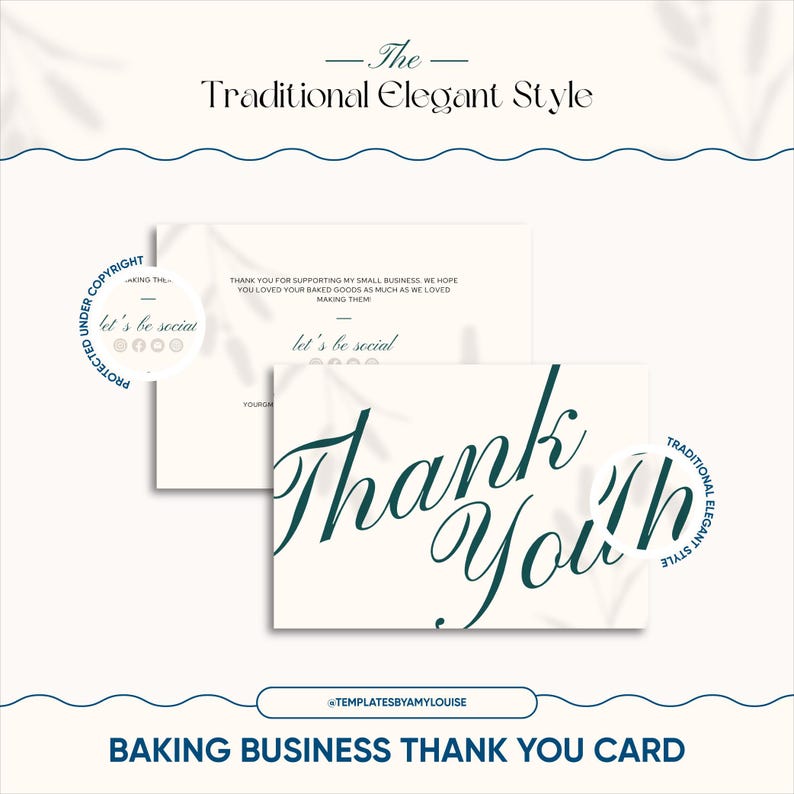 Baking Business Thank You Card Design - 'traditional Elegant Style' - Etsy