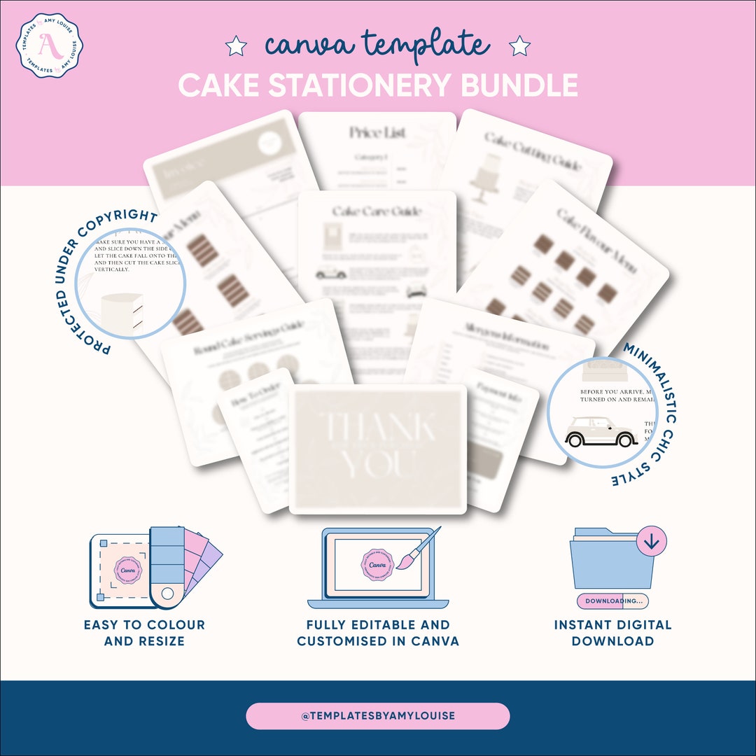 Canva Cake Stationery Bundle 'minimalistic Chic Style' - Etsy