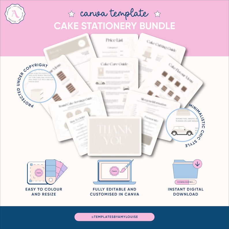 Canva Cake Stationery Bundle 'minimalistic Chic Style' - Etsy