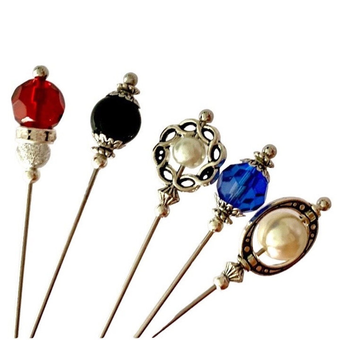 5x Hat Pins Long Decorative Colourful Hat Pins Wedding Veil Broach