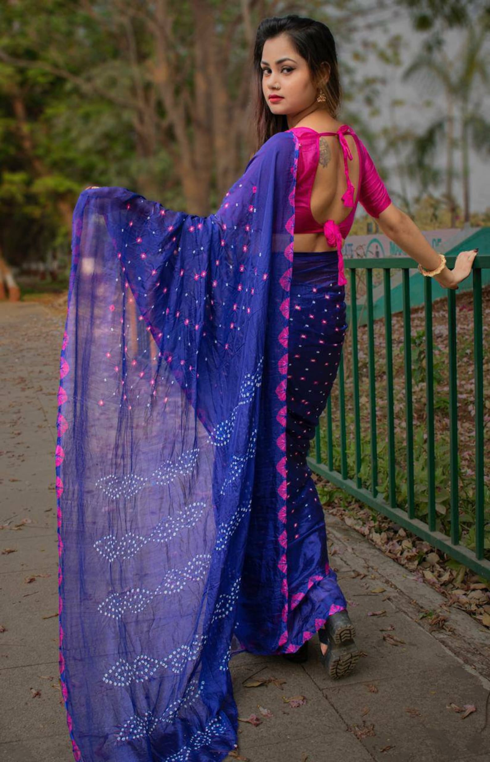 Rajasthani Bandhani Silk Saree With Blouse Piece Traditional Etsy