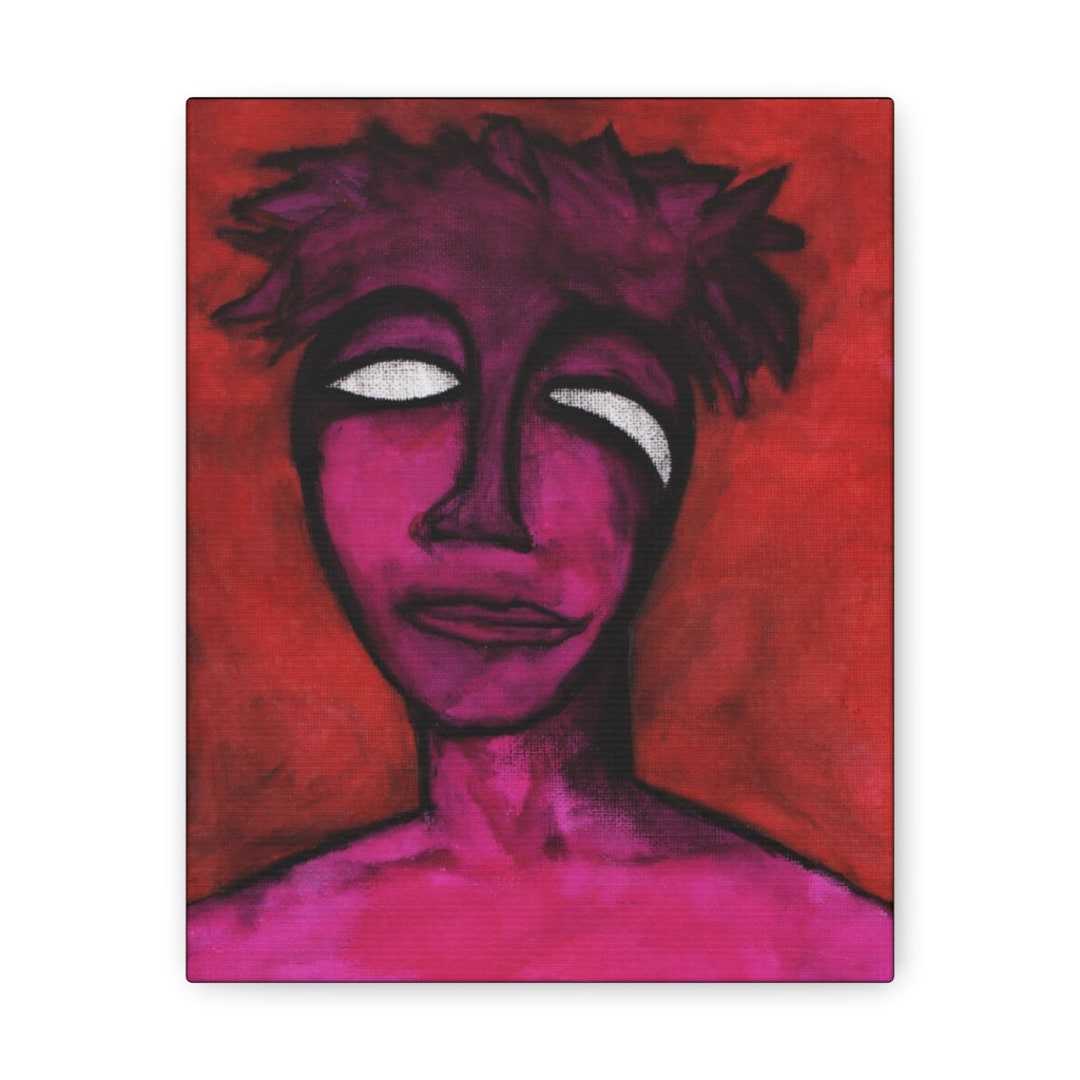 Pink on Red Face Portrait Canvas Gallery Wraps - Etsy