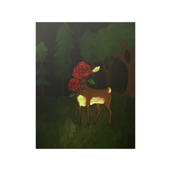 Deer Painting Poster from Flutter - Etsy