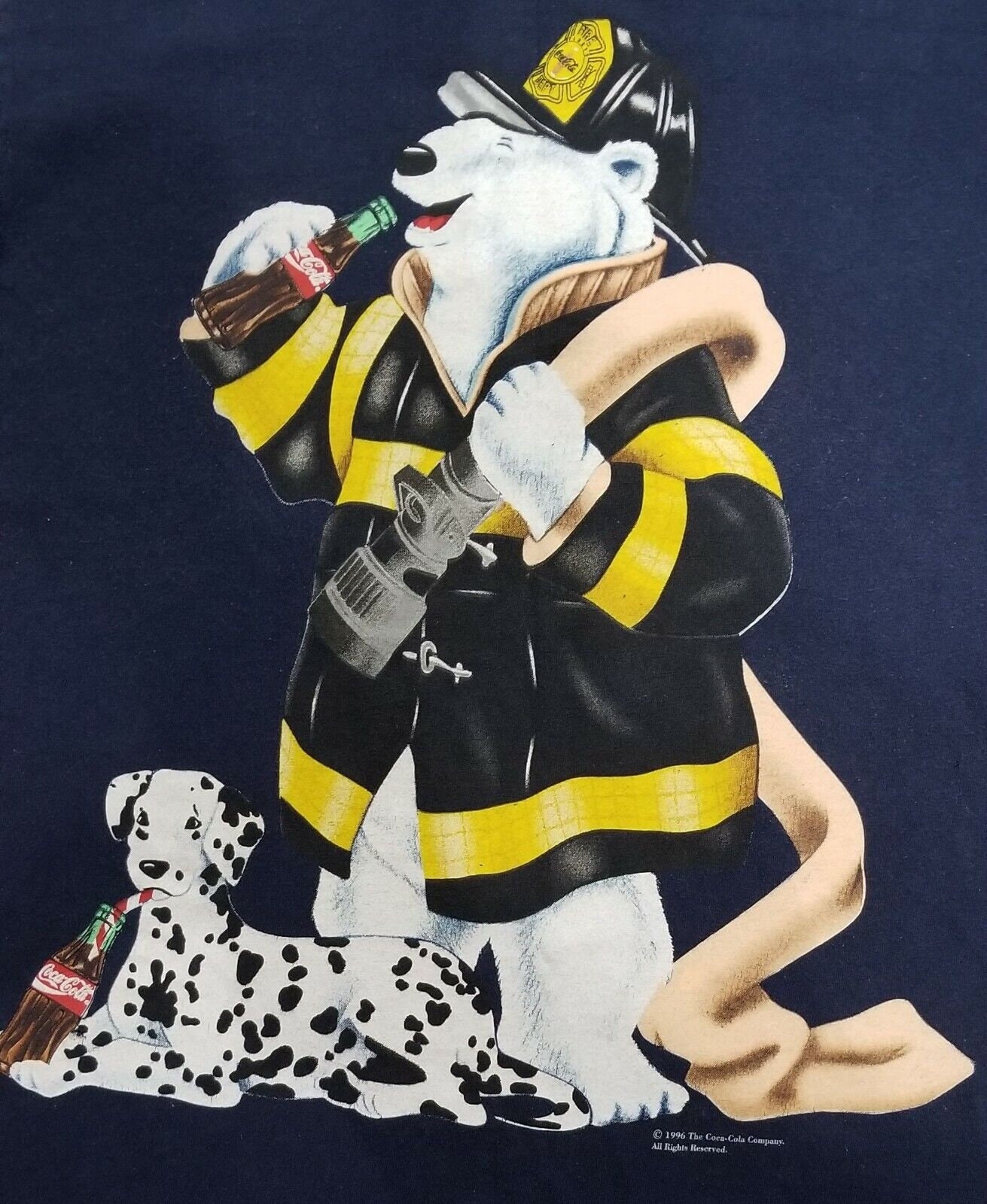 Coca-cola Vintage 1996 90s Fireman Polar Bear With Dalmatian - Etsy