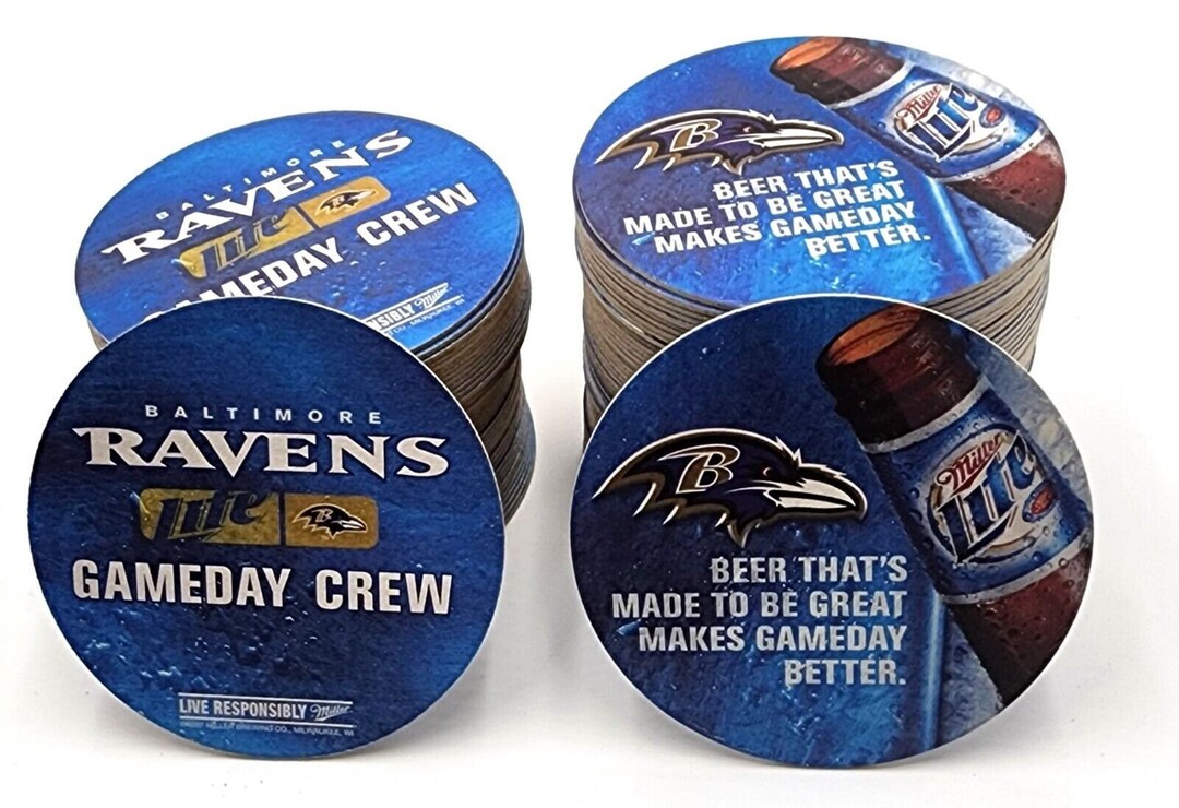 Miller Lite NFL Baltimore Ravens Coasters, Gameday Crew (100 Count) - Etsy
