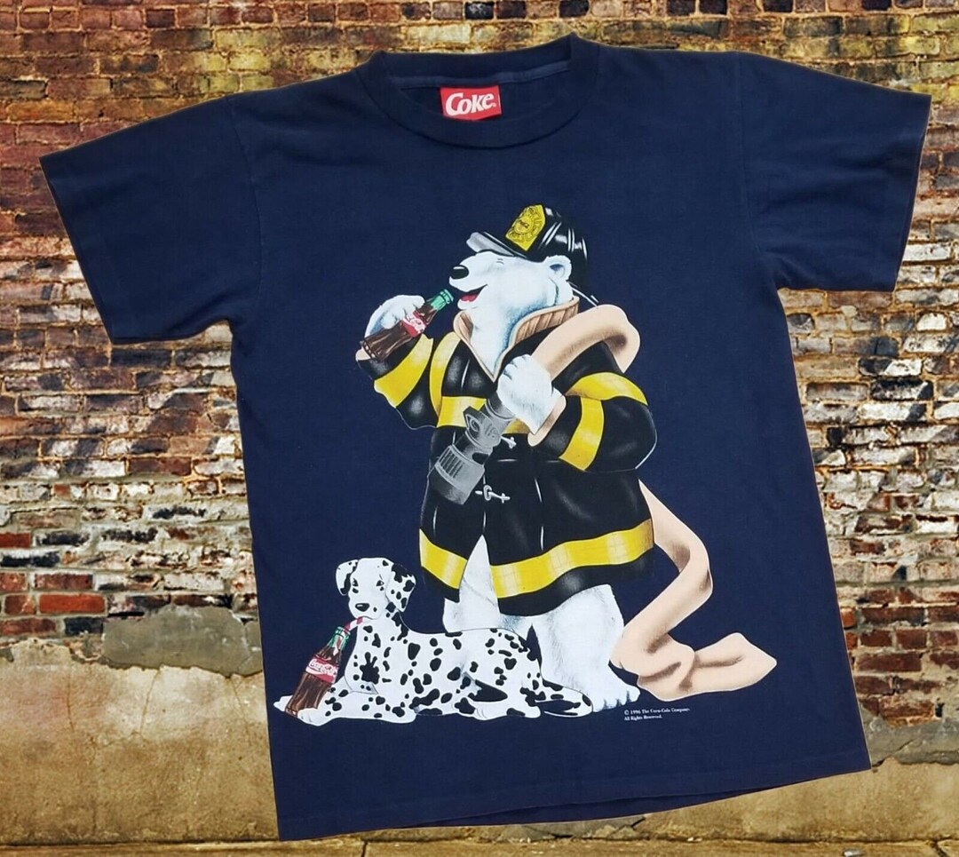 Coca-cola Vintage 1996 90s Fireman Polar Bear With Dalmatian Single ...