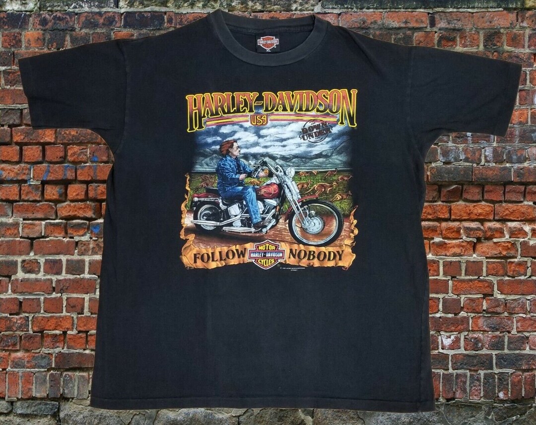 Harley Davidson 90s Sydney Australia Down Under Follow Nobody 1991 T ...
