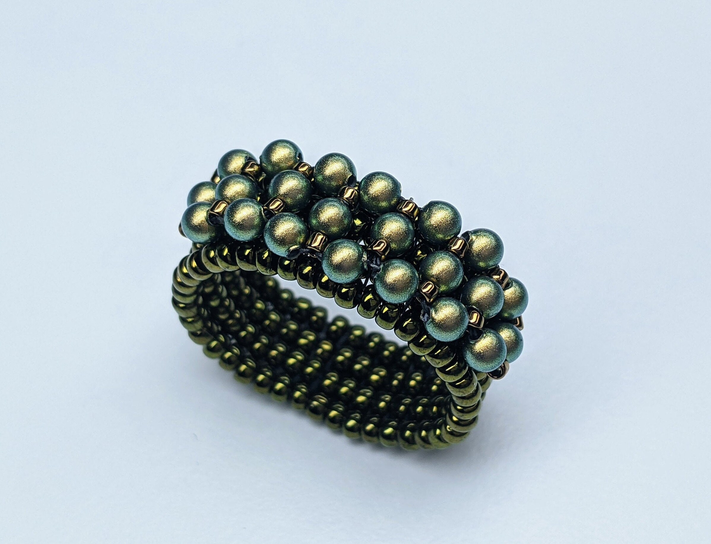 Anillo de perla verde Anillo de Swarovski Anillo de mujer | Etsy