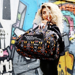 Colorful Bogolanfini African Mud Cloth Duffle Gym Sport Travel Bag With ...