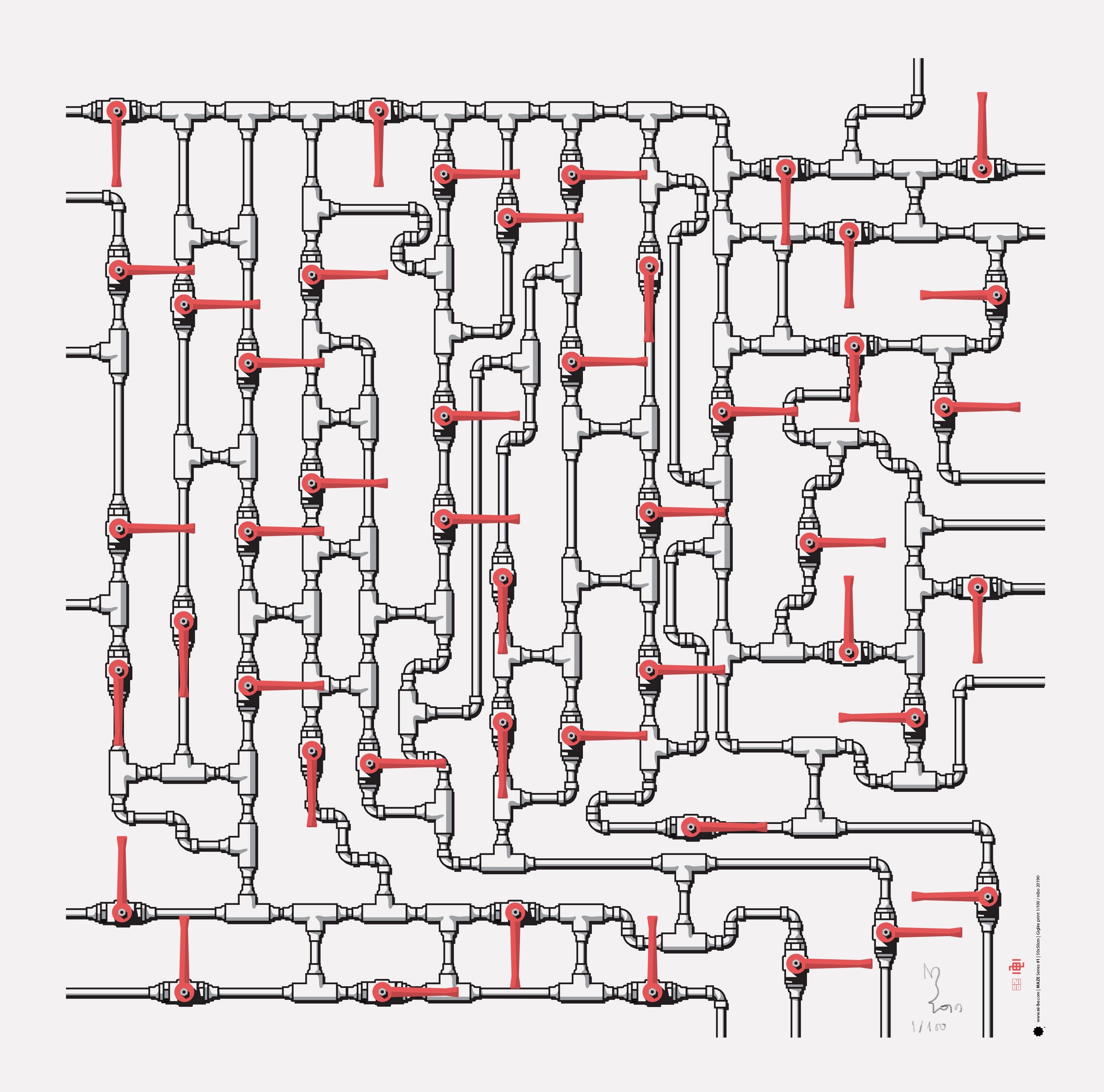 Maze Series 1 Water pipes 50x50 cm Giclée print 1/100. | Etsy