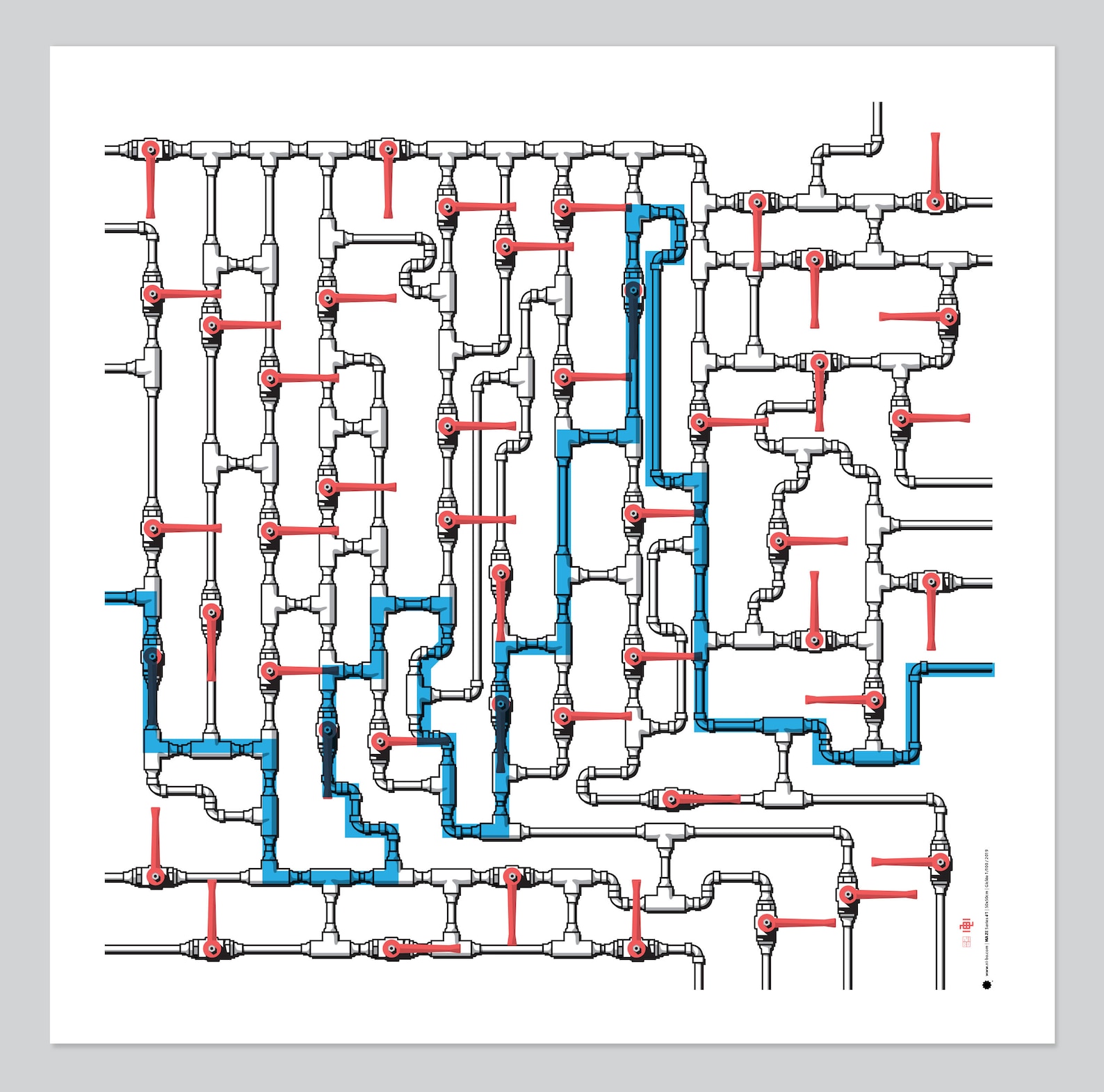 Maze Series 1 Water pipes 50x50 cm Giclée print 1/100. | Etsy