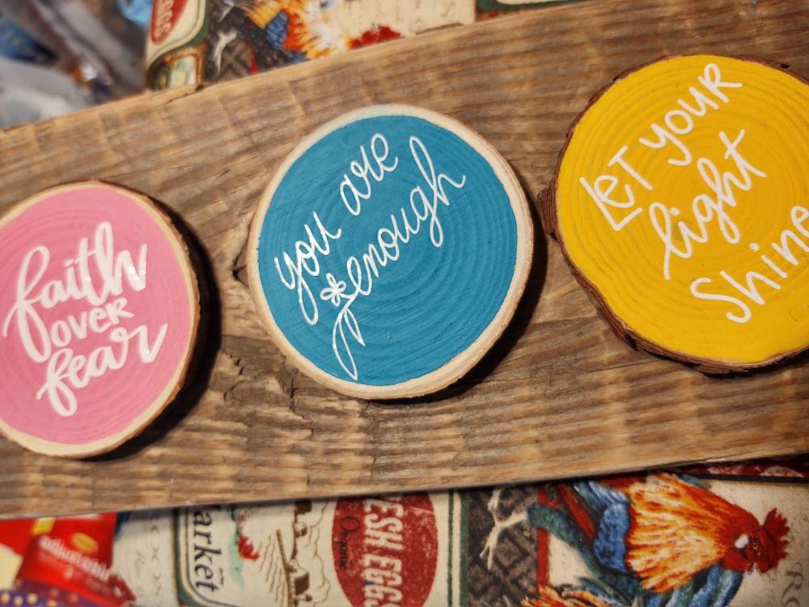 Decorative Wood Slice Magnets With Encouraging Message/teacher - Etsy