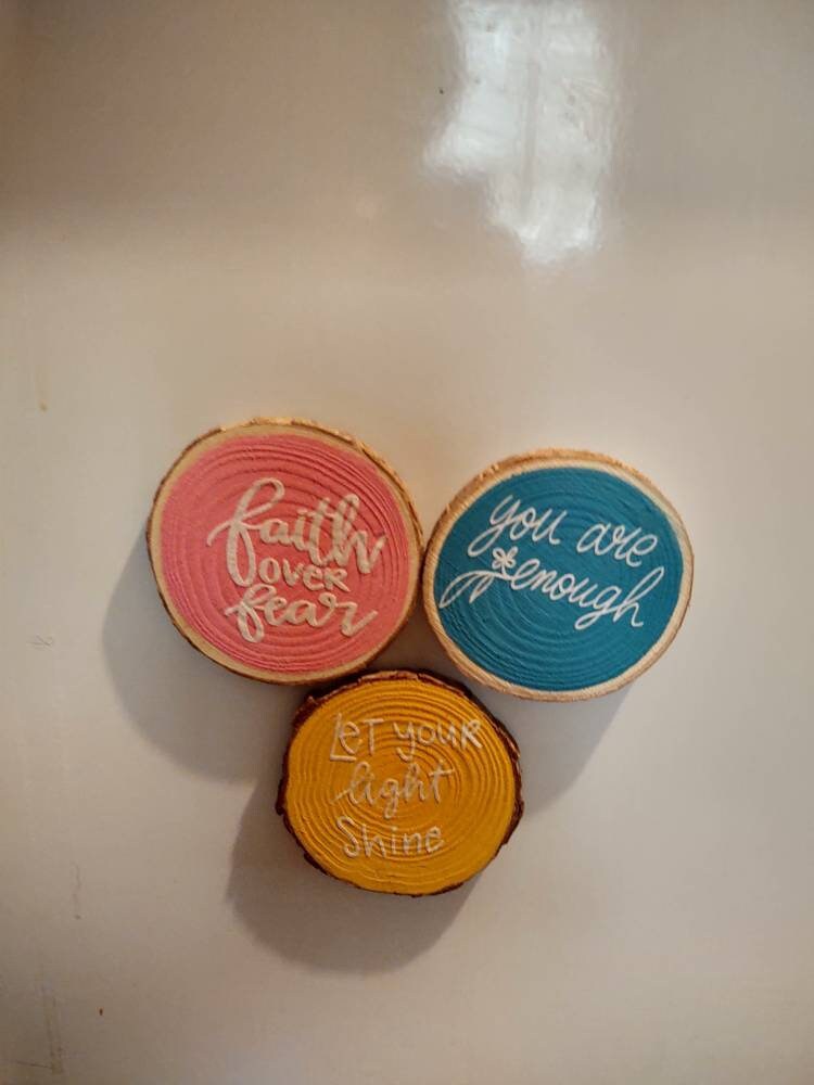 Decorative Wood Slice Magnets With Encouraging Message/teacher - Etsy
