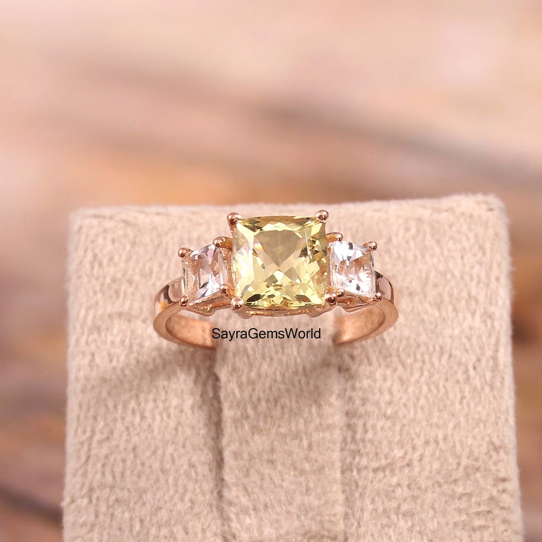 Heliodor Ring , Golden Beryl Ring , Halo Ring, Heliodor Designer Ring ...