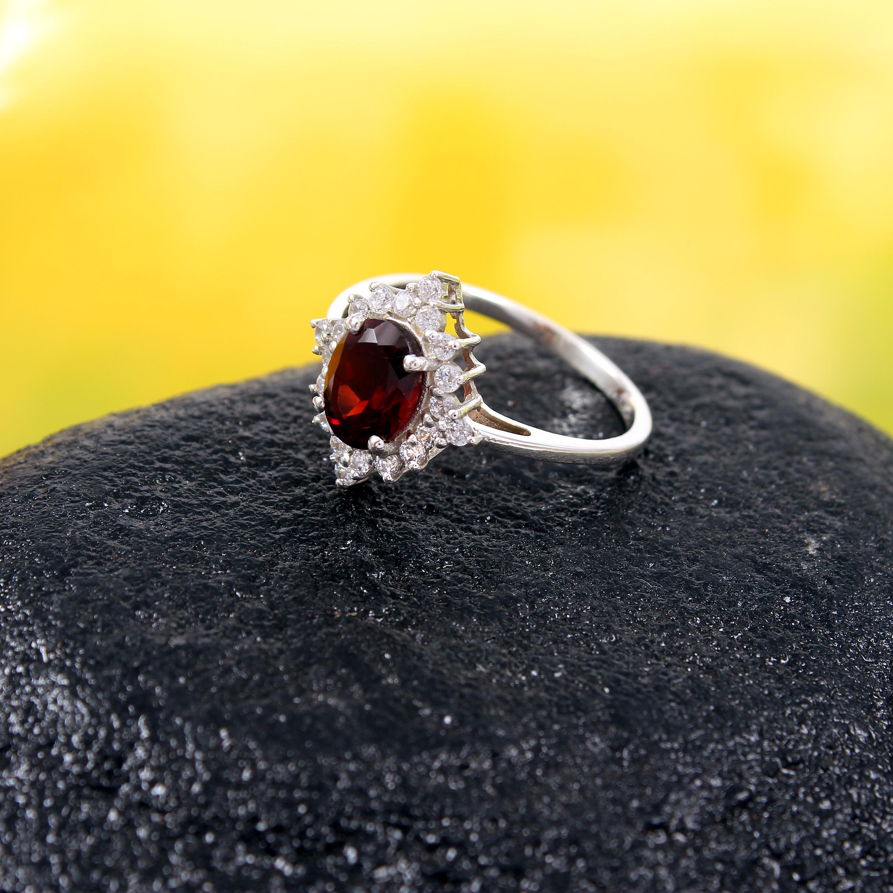 Natural Garnet Ring Handmade Silver Ring 925 Sterling Silver | Etsy