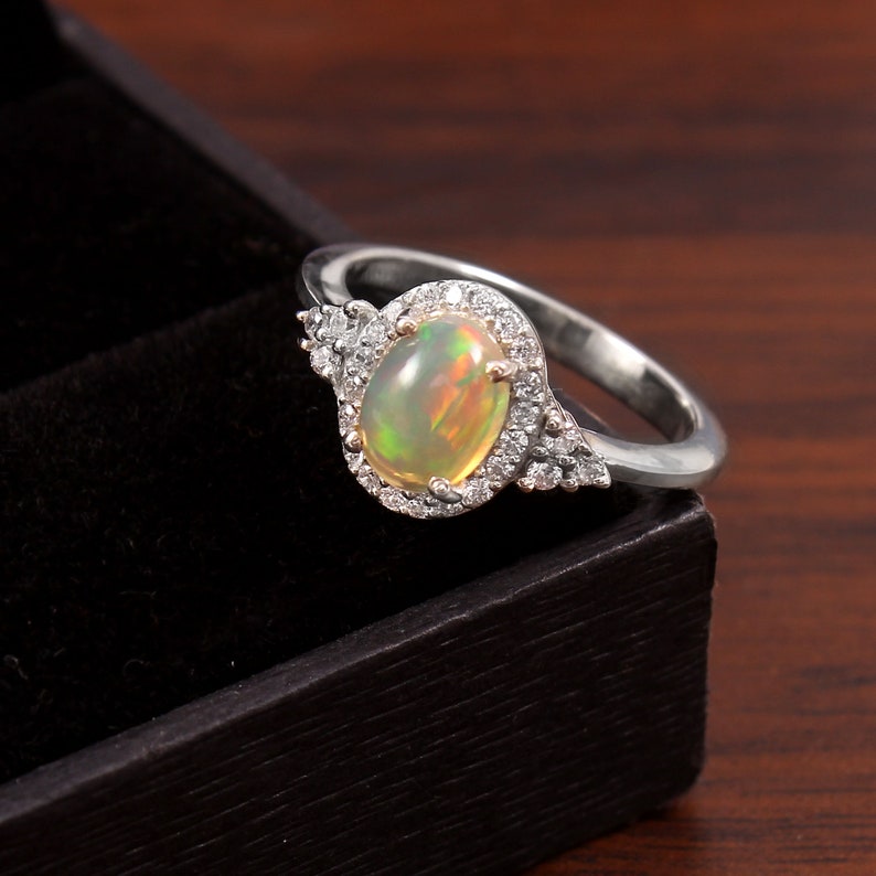Opal Ring Natural Opal Ring Beautiful Oval Fire Opal Ring - Etsy